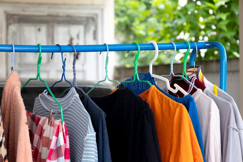 Hang the Clothes on the Clothesline Stock Photo - Image of adult ...