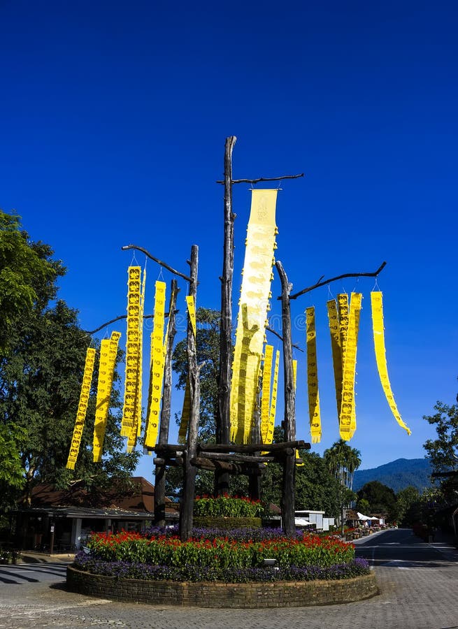 Hang Flag at Doi Tung in Chiang Rai Stock Photo - Image of thailand ...