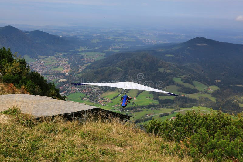 A Hang Glider Flying in the German Alps Stock Photo - Image of beauty ...
