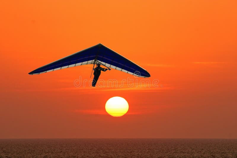 Hang Glider at Sunset stock image. Image of sport, blue - 55216555