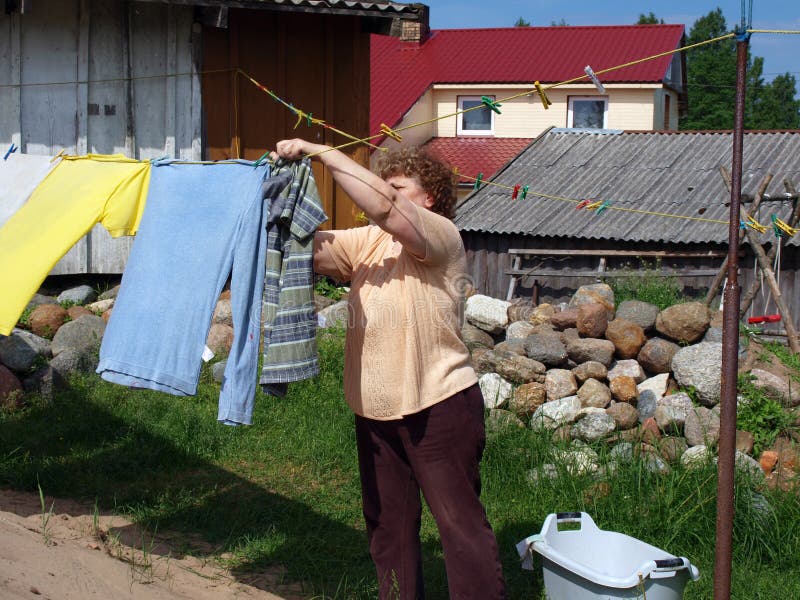 Hang laundry stock image. Image of backyard, senior, country - 31520941