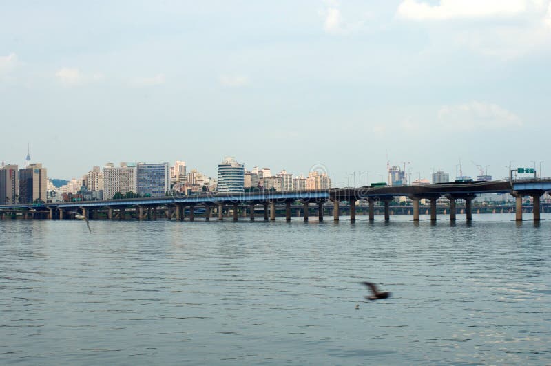 Hang River in Seoul in the Evening Stock Image - Image of recreational ...