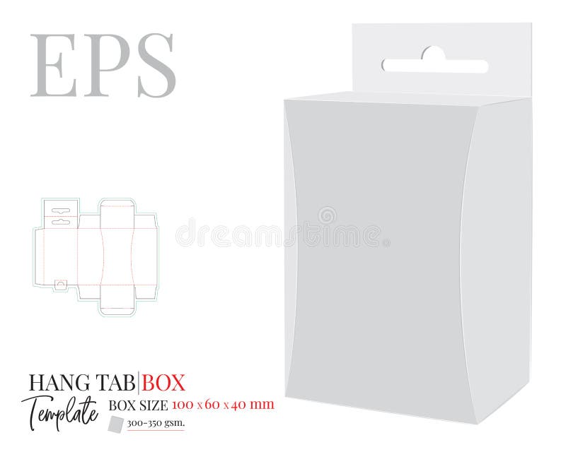 Hang Tab Box Template, Vector with Die Cut / Laser Cut Layers. Paper ...