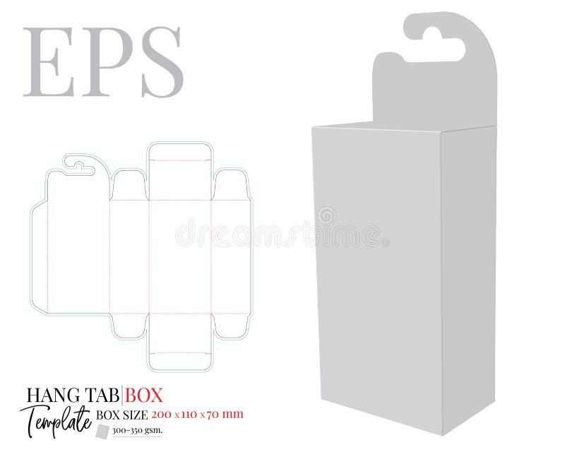 Hang Tab Box Template, Vector with Die Cut / Laser Cut Layers. Paper ...