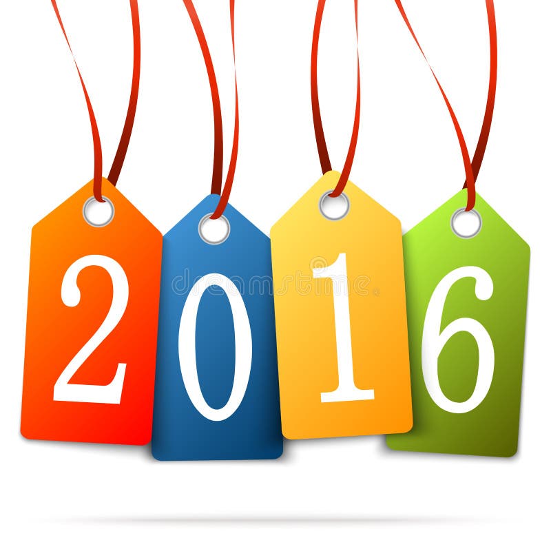 Hang tags with year 2016 stock vector. Illustration of happy - 63557110
