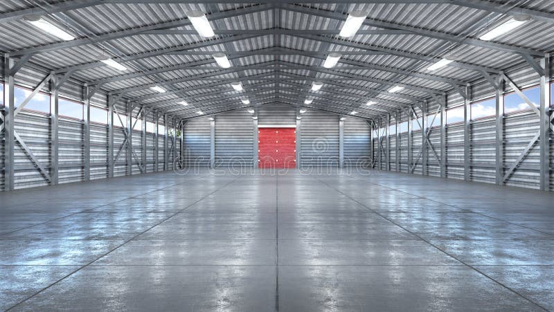 Hangar Interior with Gates. Stock Image - Image of internal, room ...