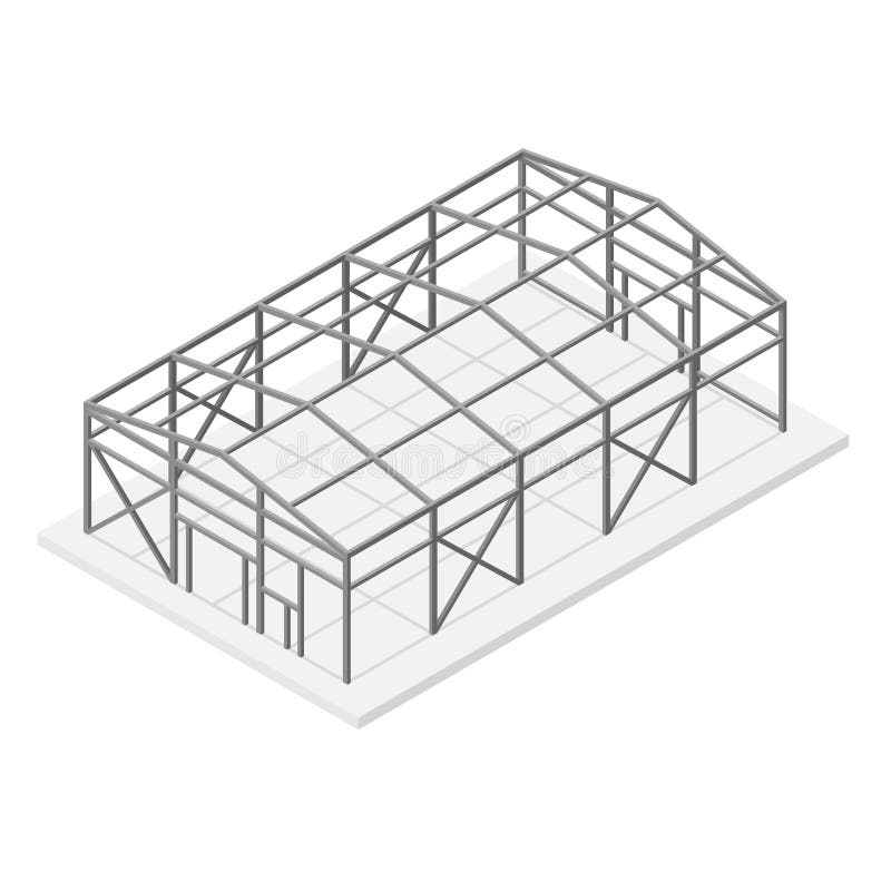 Hangar Metal Frame Isometric View. Vector Stock Vector - Illustration ...