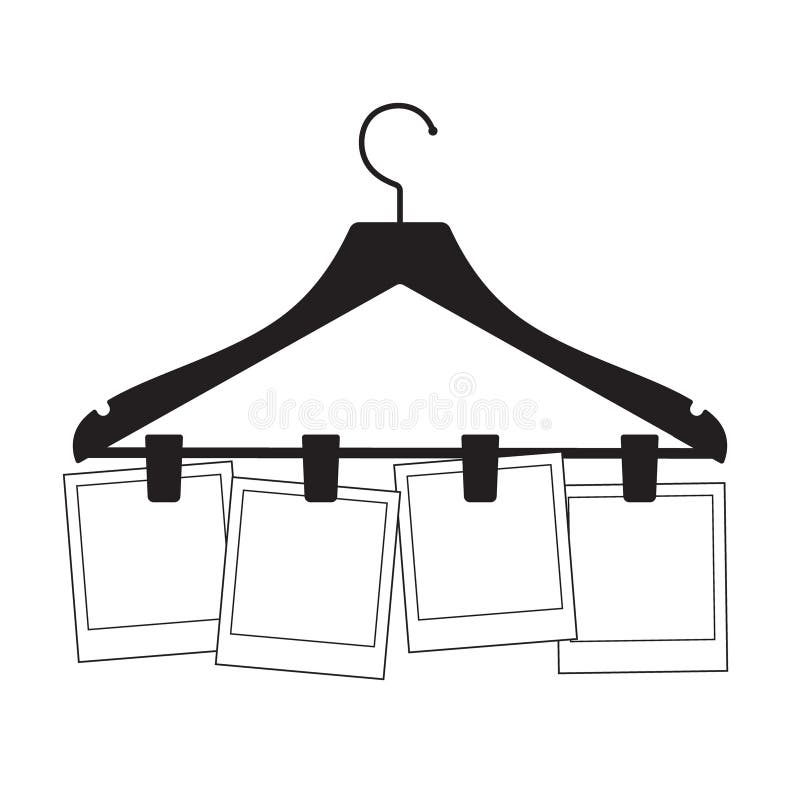 Vector Photo Frames Hanging on a Clothing Hanger on White Backgroud ...