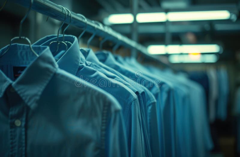 On Hanger and Blue and White Shirts on it Stock Photo - Image of ...