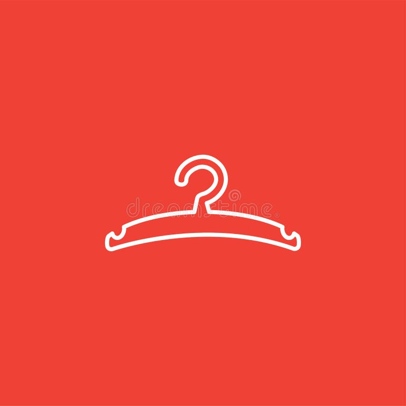 Hanger Line Icon on Red Background. Red Flat Style Vector Illustration ...