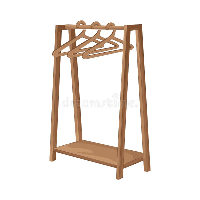 Wooden Clothes Hanger with Hook, Hanging Apparel Illustration Stock ...