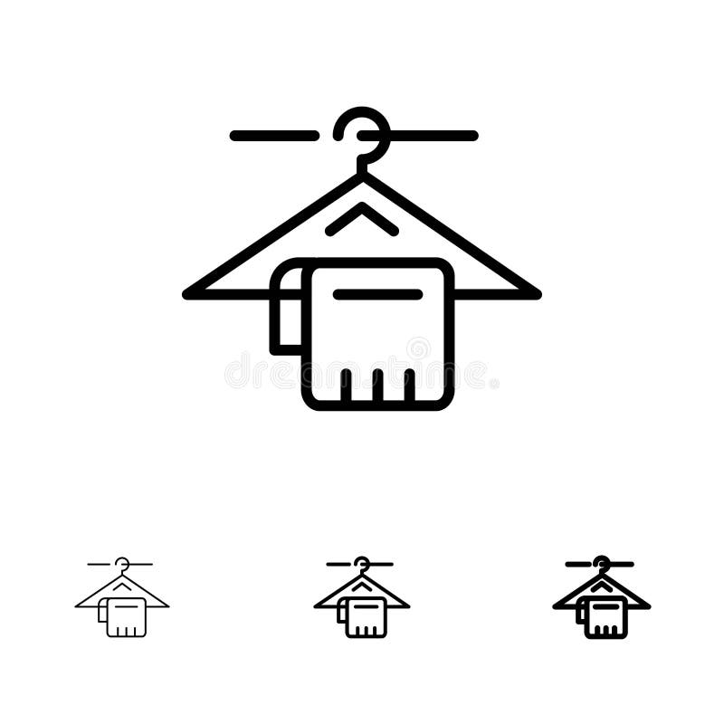 Hanger, Towel, Service, Hotel Bold and Thin Black Line Icon Set Stock ...