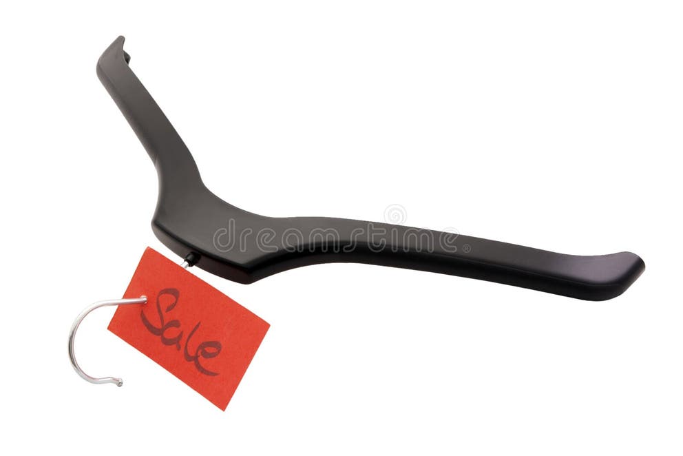 Hangers with a Bright Red Label Sale. Stock Photo - Image of discount ...