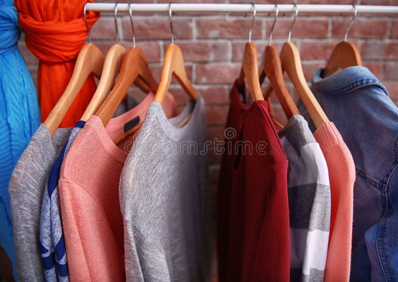 Hangers with Different Female Clothes Stock Image - Image of fashion ...