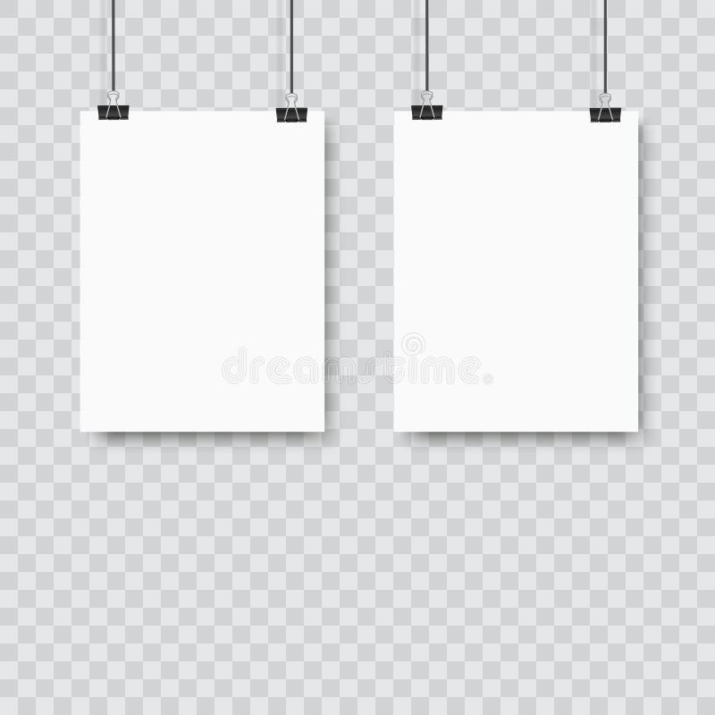 Hanging A4 Paper Poster on Wall Poster. Vector Stock Vector ...