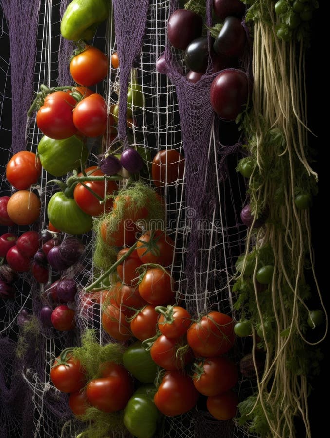 A Hanging Array of Vining Vegetables Weaving in and Out of One Another ...