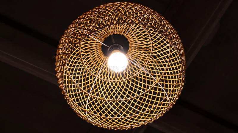 Hanging Artistic Traditional Rattan Lamp Stock Photo - Image of wooden ...