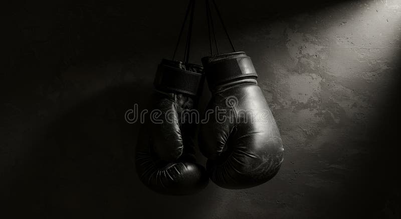 Hanging Black Boxing Gloves Symbolizing Strength and Perseverance on ...