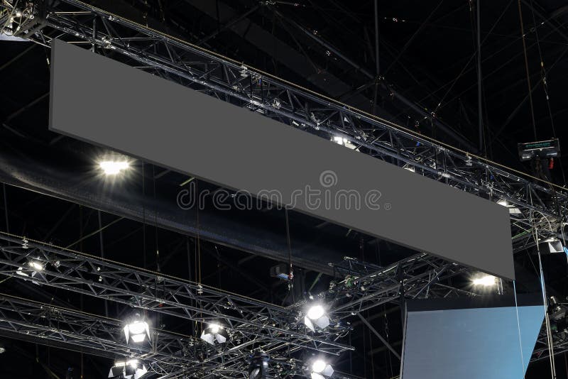 Hanging Black Indoor Billboard with Clipping Path for Mock Up Stock ...