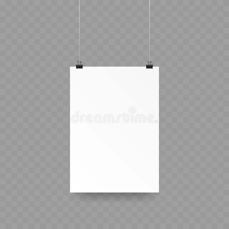 Hanging Blank Poster Paper Mockup Set with Clips Vector Stock Vector ...