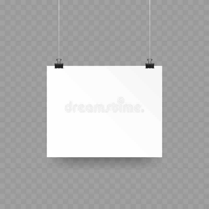 Hanging Blank Poster Paper Mockup Set with Clips Vector Stock Vector ...
