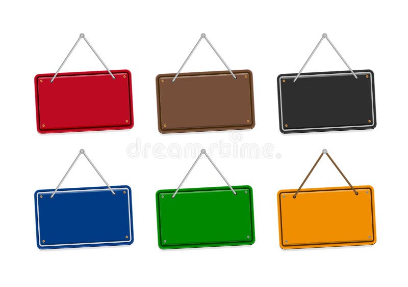 Hanging Blank Signboard Vector Illustration Set Stock Vector ...