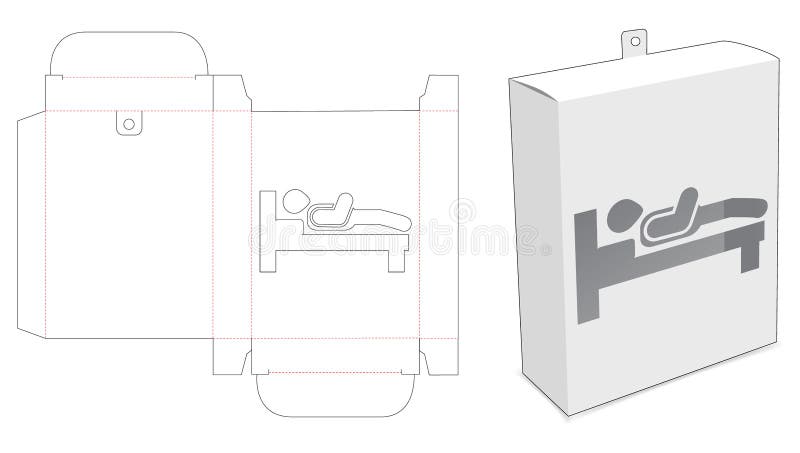 Hanging Box with Sleeping Man Window Die Cut Template Stock Vector ...