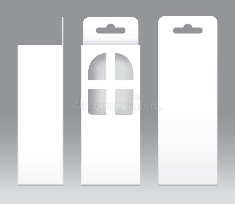 Hanging Red Box Window Cut Out Packaging Template Blank, Empty Box Red ...
