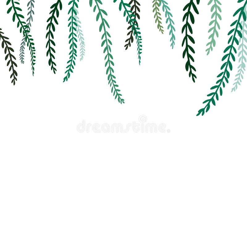 Hanging Branches Vector Border Simple Flat Decoration Stock Vector ...