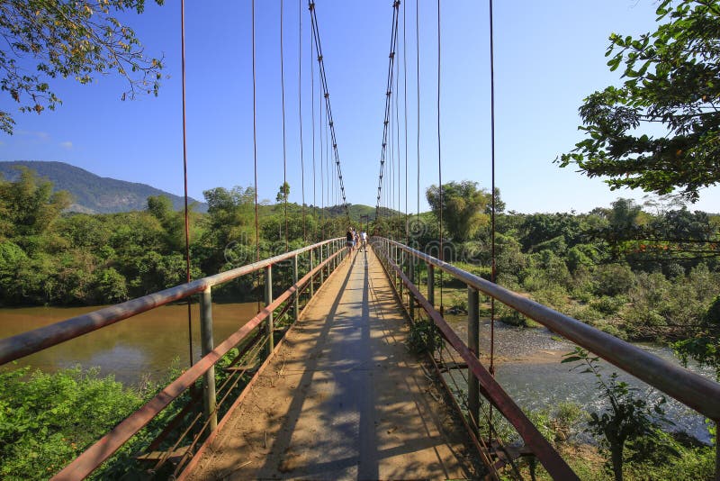 Hanging Bridge Above the River Editorial Photography - Image of hiking ...