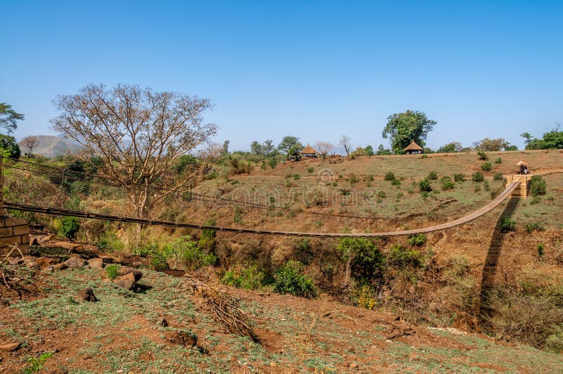 Hanging Bridge in Blue Nile Falls Stock Image - Image of waterfall ...