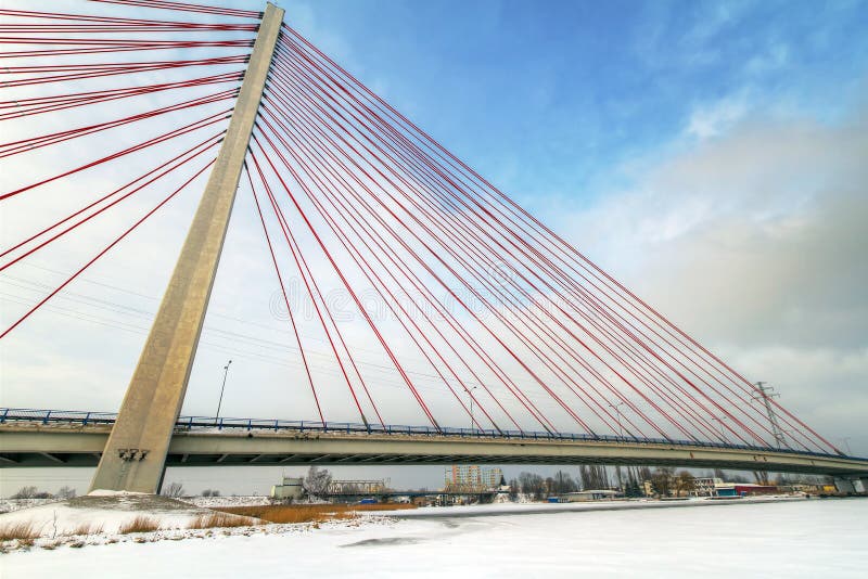 Hanging bridge in Gdansk stock image. Image of rope, cable - 23535505