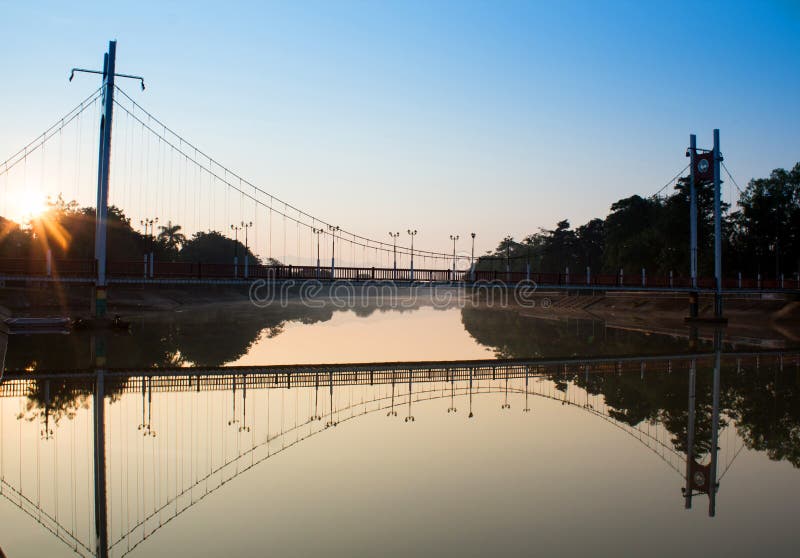 Hanging Bridge morning stock image. Image of river, rivulet - 35828579