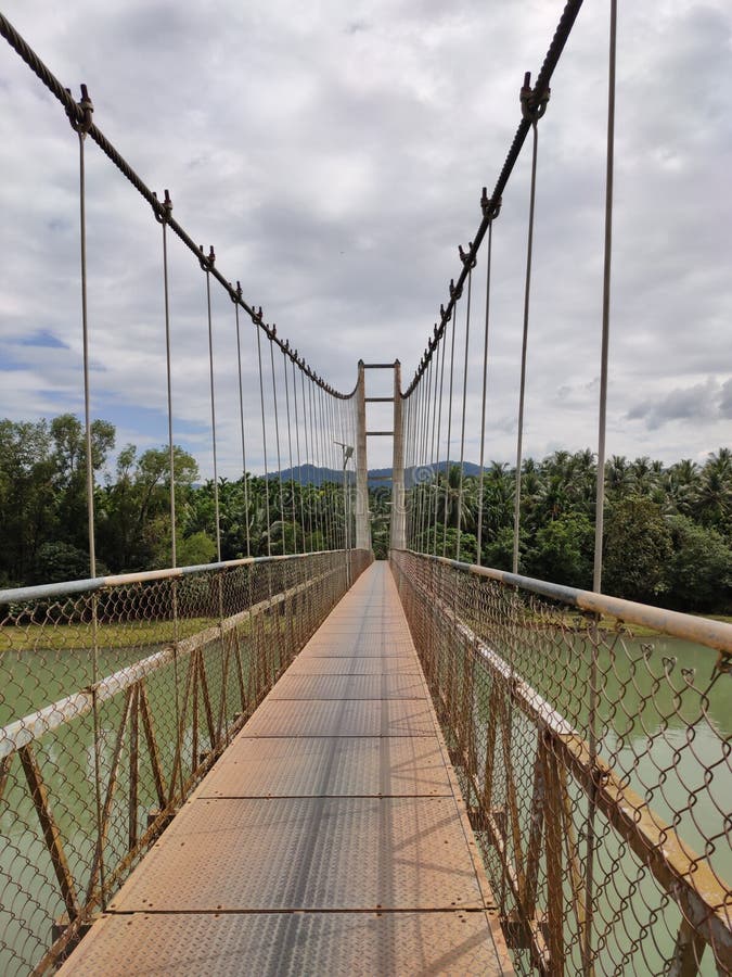 Hanging Bridge and Sharavati River Stock Image - Image of river, track ...