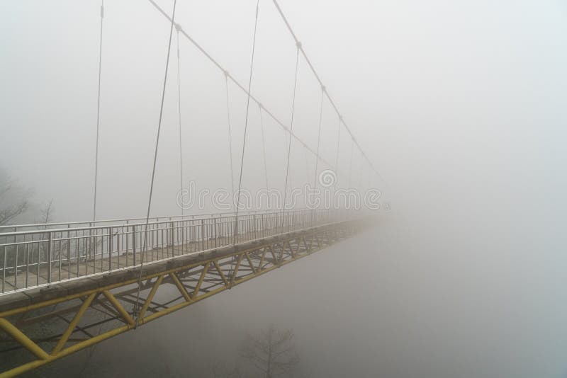 Hanging Bridge Vanishing in Fog Stock Image - Image of inspirational ...