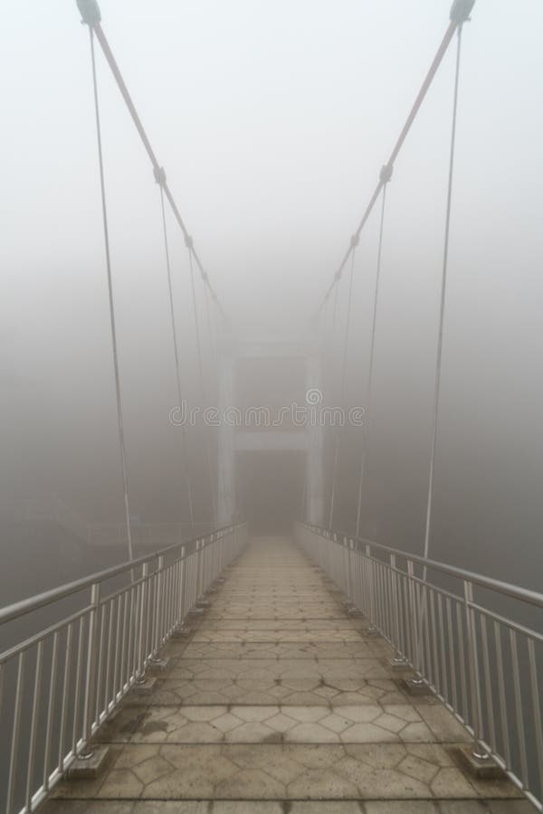 Hanging Bridge Vanishing in Fog Stock Image - Image of inspirational ...