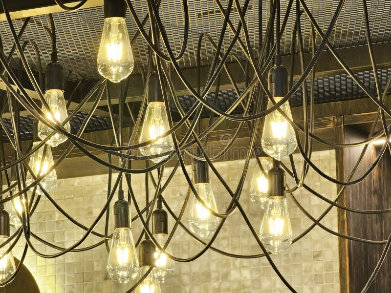 Hanging Bulbs on the Ceiling. Stock Photo - Image of technology ...