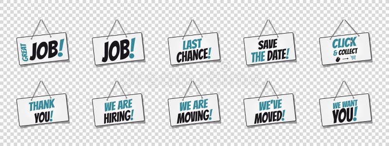 Hanging Business Signs - Different Vector Illustrations Set Isolated on ...