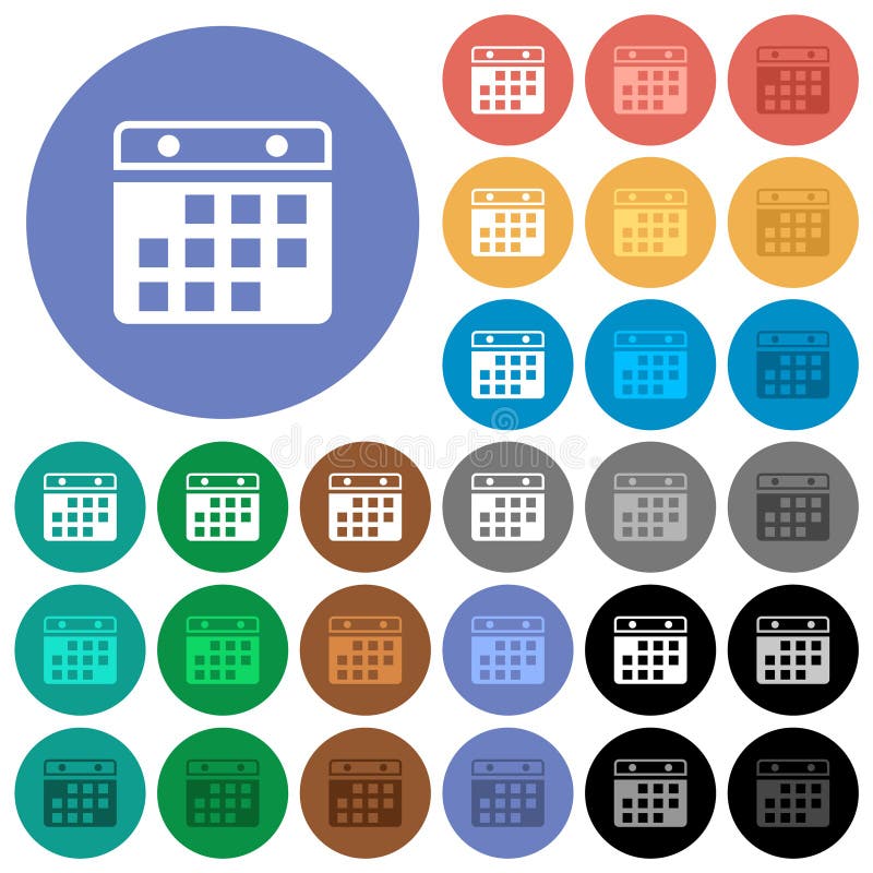 Hanging Calendar Alternate Version Round Flat Multi Colored Icons Stock ...