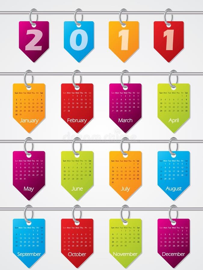 Hanging Calendar Design for 2011 Stock Vector - Illustration of month ...
