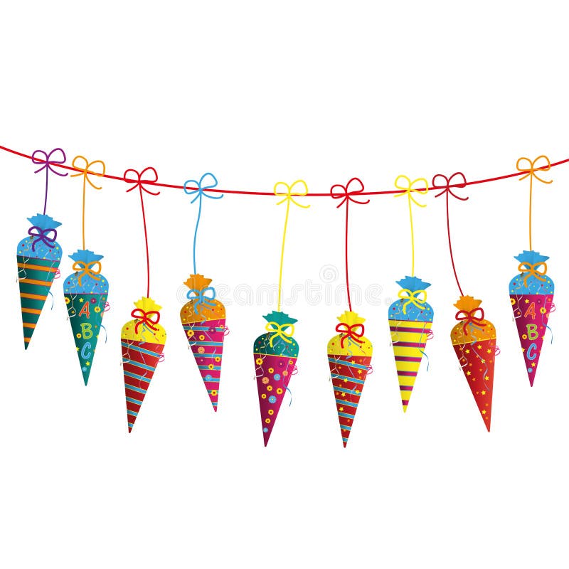 Hanging Candy Cones Line Flyer Stock Vector - Illustration of candy ...