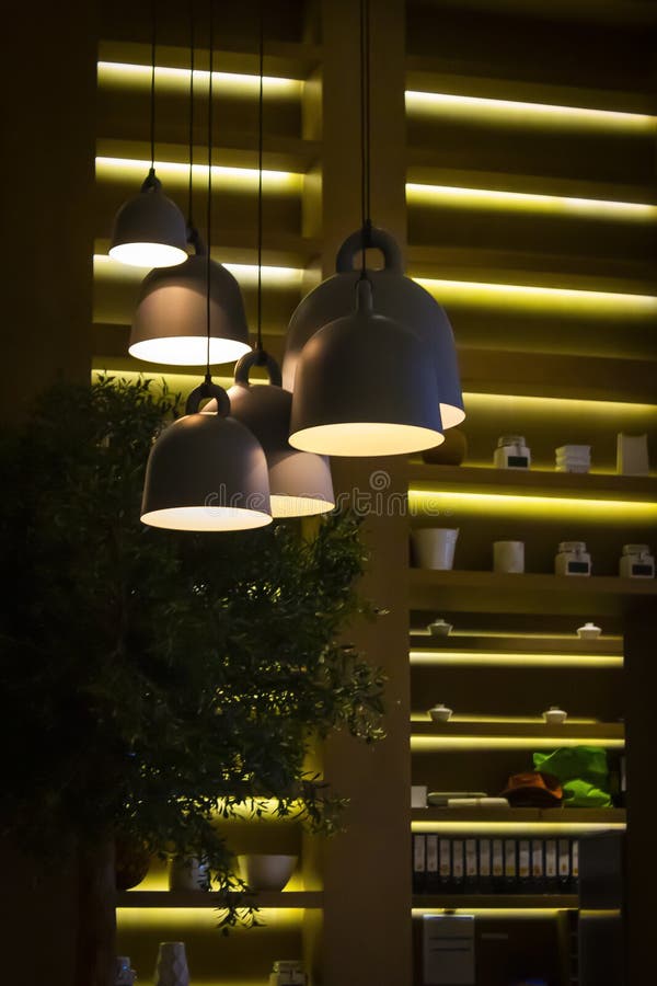 Lighting in the cafe stock photo. Image of building - 160423958