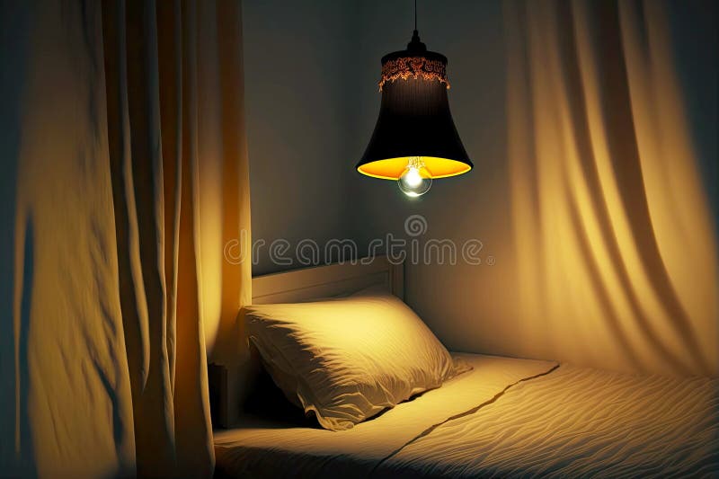 Hanging from Ceiling Night Lamp Bedside Lamp in Interior Stock ...