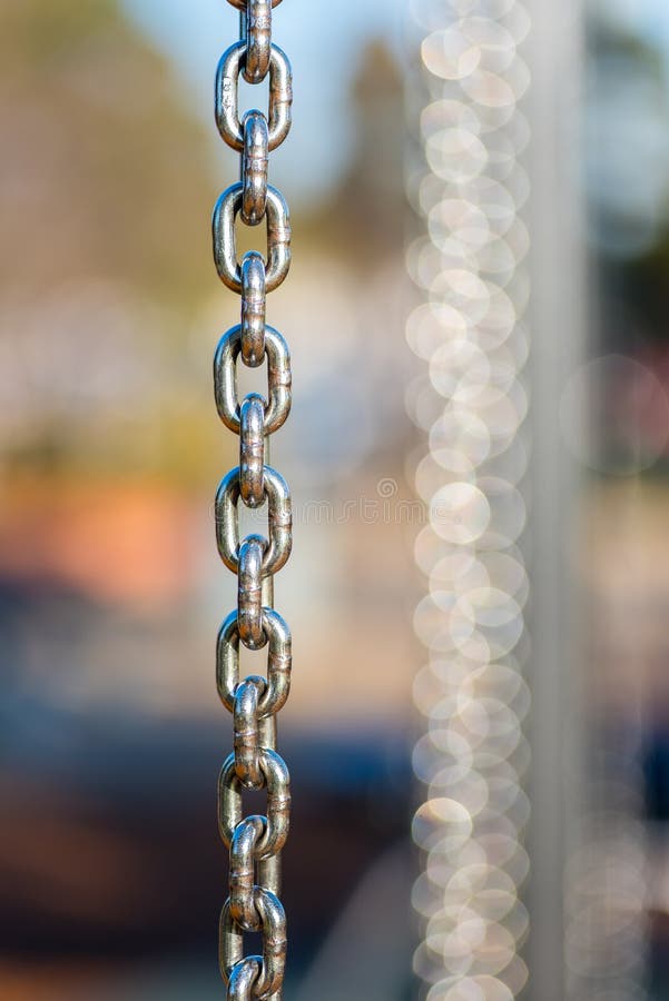 Many Vertical Hanging Stainless Steel Chains Stock Photo - Image of ...