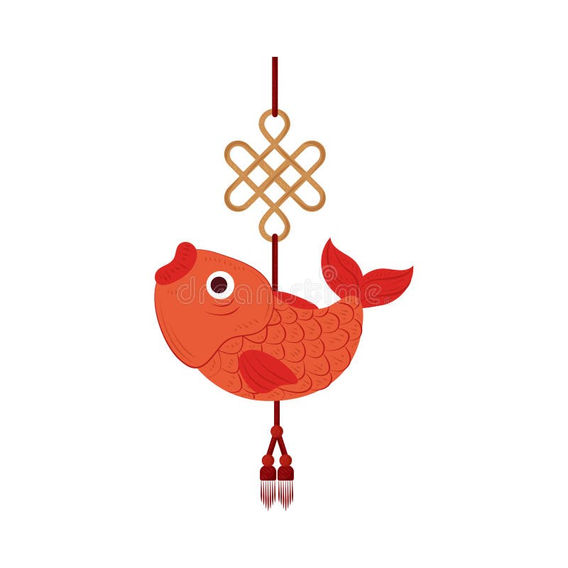 Hanging chinese fish stock vector. Illustration of celebration - 264700151