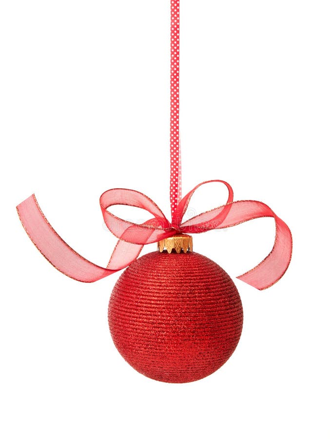 Hanging Christmas Ball with Ribbon Stock Photo - Image of hanging, path ...