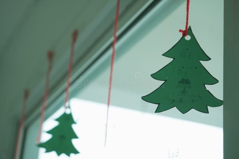 Hanging Christmas Decorations Stock Photo - Image of colourful, chrome ...