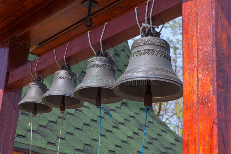 Hanging church bells stock photo. Image of sound, arrangement - 70413180