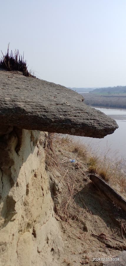 Hanging Cliff at Riverside in Best View Stock Image - Image of cliff ...
