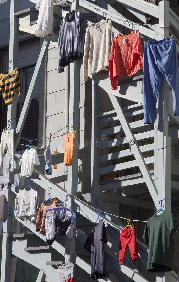 Hanging Clothes stock image. Image of wash, apartment, steps - 779131